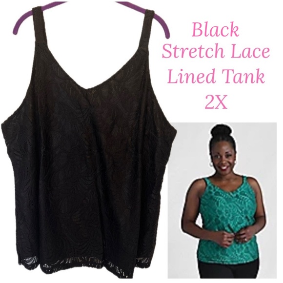 Kate & Mallory | Tops | Stretch Lace Lined Black Tank 2x Kate Mallory ...